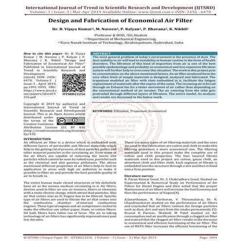 Design and Fabrication of Economical Air Filter | PDF