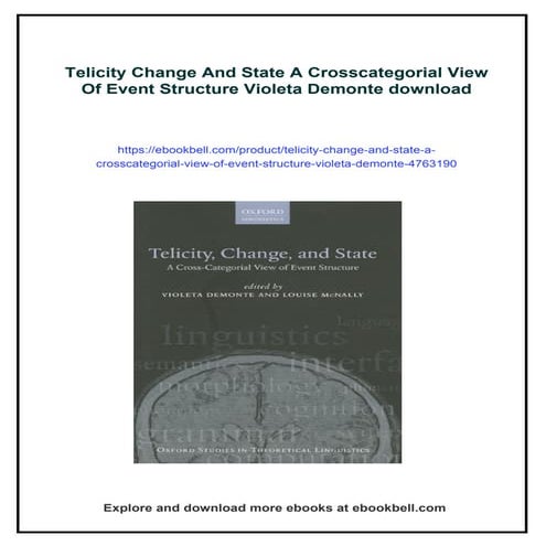Telicity Change And State A Crosscategorial View Of Event Structure ...