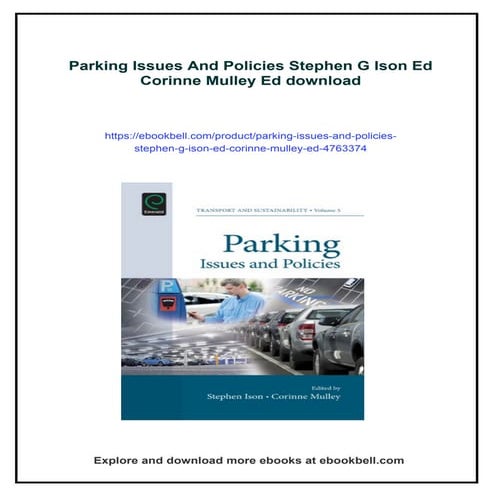Parking Issues And Policies Stephen G Ison Ed Corinne Mulley Ed | PDF