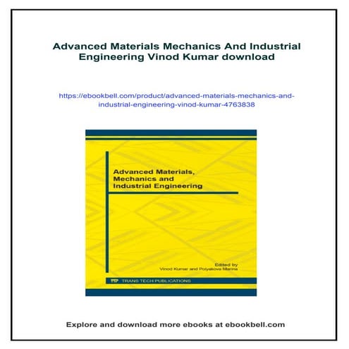Advanced Materials Mechanics And Industrial Engineering Vinod Kumar | PDF
