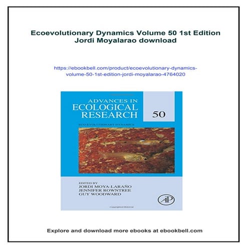 Ecoevolutionary Dynamics Volume 50 1st Edition Jordi Moyalarao | PDF