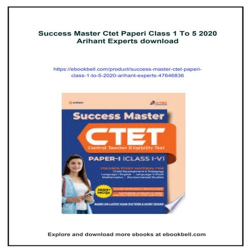 Success Master Ctet Paperi Class 1 To 5 2020 Arihant Experts | PDF