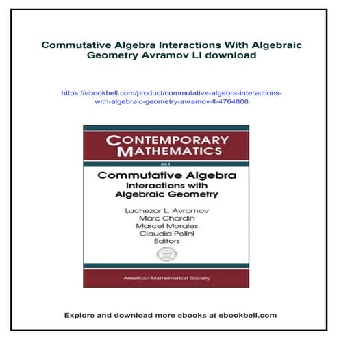 Commutative Algebra Interactions With Algebraic Geometry Avramov Ll | PDF