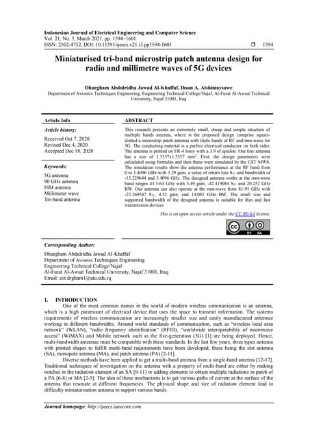 Design, simulation, and analysis of microstrip patch antenna for ...