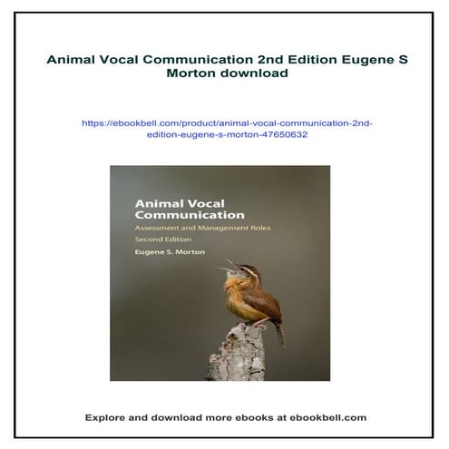 Animal Vocal Communication 2nd Edition Eugene S Morton | PDF