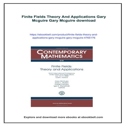 Finite Fields Theory And Applications Gary Mcguire Gary Mcguire | PDF
