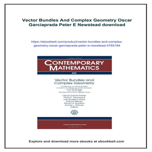 Vector Bundles And Complex Geometry Oscar Garciaprada Peter E Newstead ...