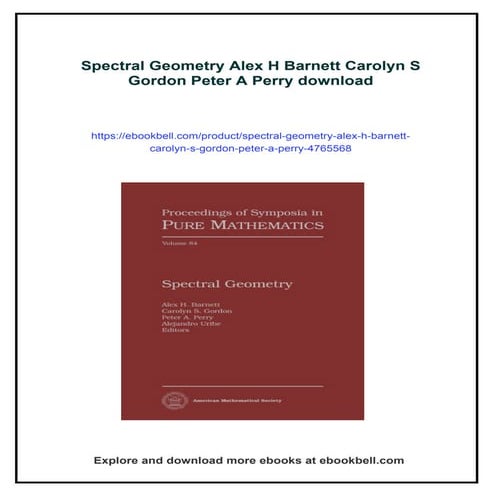 Spectral Geometry Alex H Barnett Carolyn S Gordon Peter A Perry | PDF