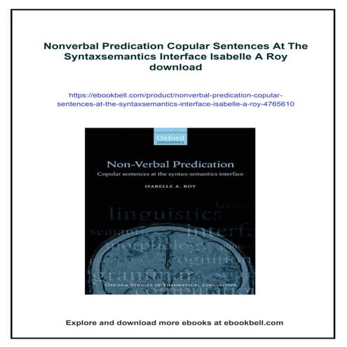 Nonverbal Predication Copular Sentences At The Syntaxsemantics ...