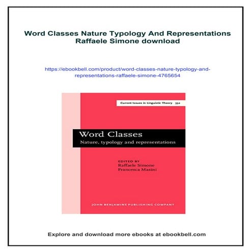 Word Classes Nature Typology And Representations Raffaele Simone | PDF