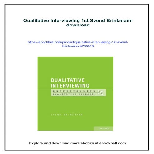 Qualitative Interviewing 1st Svend Brinkmann | PDF