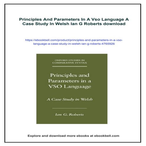 Principles And Parameters In A Vso Language A Case Study In Welsh Ian G Roberts | PDF