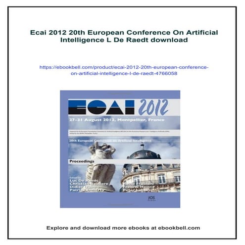 Ecai 2012 20th European Conference On Artificial Intelligence L De Raedt | PDF