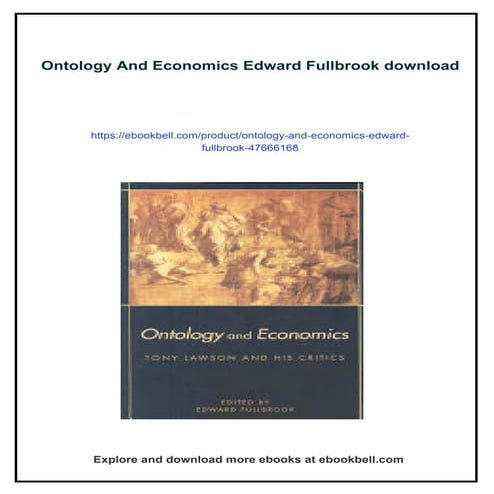 Download full ebook of Ontology And Economics Edward Fullbrook instant ...
