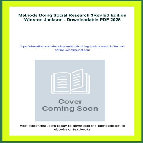 Methods Doing Social Research 3Rev Ed Edition Winston Jackson | PDF