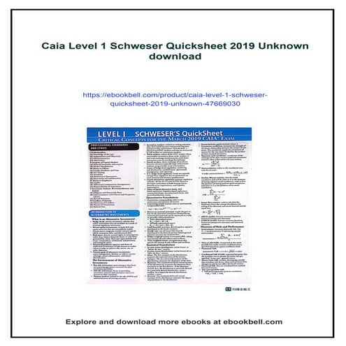 Caia Level 1 Schweser Quicksheet 2019 Unknown | PDF