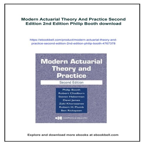 Modern Actuarial Theory And Practice Second Edition 2nd Edition Philip Booth | PDF