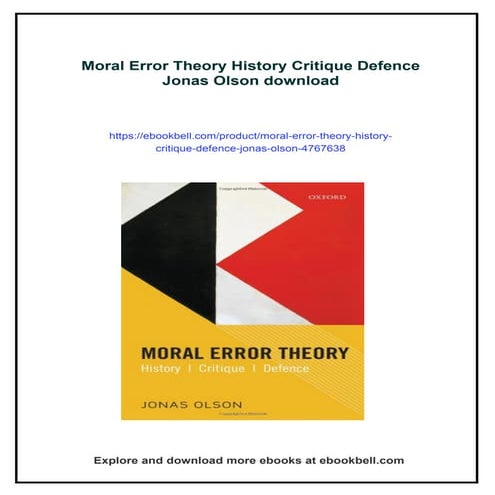 Moral Error Theory History Critique Defence Jonas Olson | PDF