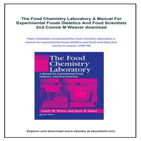 The Food Chemistry Laboratory A Manual For Experimental Foods Dietetics ...