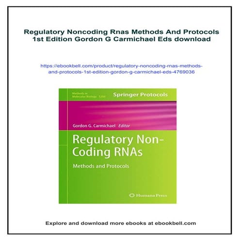 Regulatory Noncoding Rnas Methods And Protocols 1st Edition Gordon G Carmichael Eds | PDF