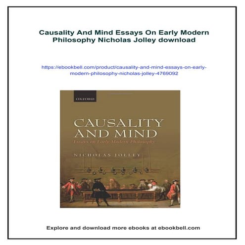Causality And Mind Essays On Early Modern Philosophy Nicholas Jolley | PDF