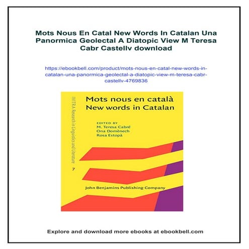 Mots Nous En Catal New Words In Catalan Una Panormica Geolectal A ...
