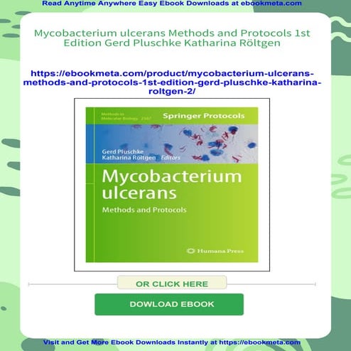 Mycobacterium ulcerans Methods and Protocols 1st Edition Gerd Pluschke ...