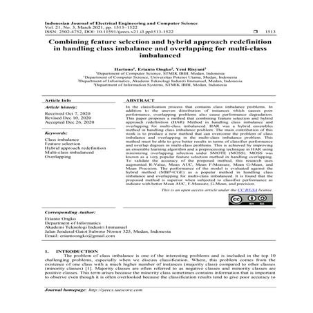 Combining Feature Selection And Hybrid Approach Redefinition In Handling Class Imbalance And