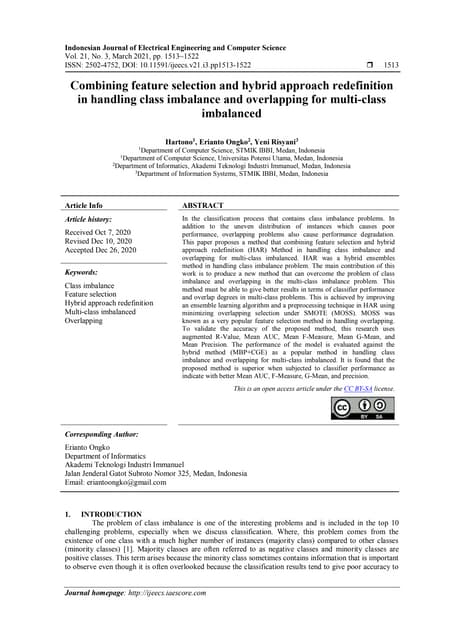 Combining Feature Selection And Hybrid Approach Redefinition In Handling Class Imbalance And