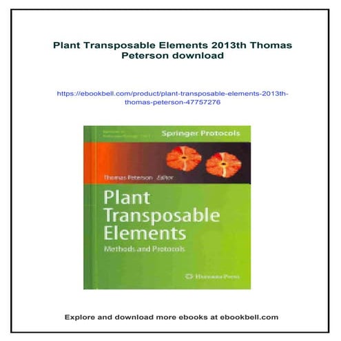 Plant Transposable Elements 2013th Thomas Peterson | PDF