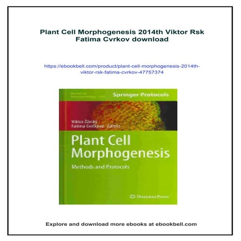 Plant Cell Morphogenesis 2014th Viktor Rsk Fatima Cvrkov | PDF