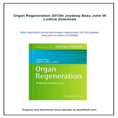 Organ Regeneration 2013th Joydeep Basu John W Ludlow | PDF
