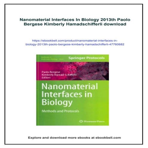 Nanomaterial Interfaces In Biology 2013th Paolo Bergese Kimberly ...