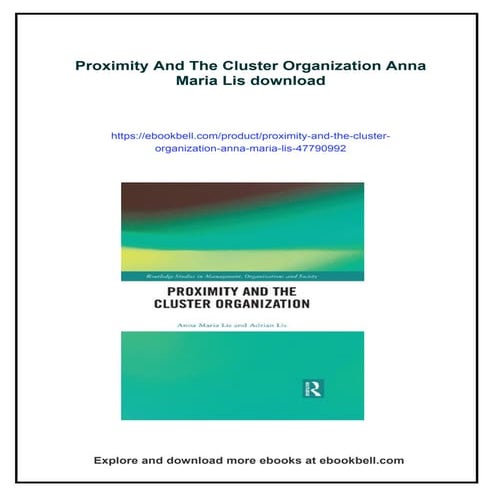 Proximity And The Cluster Organization Anna Maria Lis | PDF