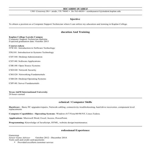 Kaplan Resume 2015 | PDF