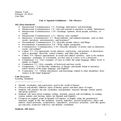 Lesson Plan - El Teatro | PDF