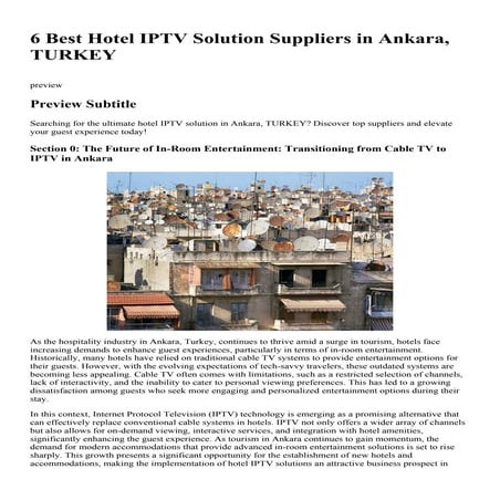6 Best Hotel IPTV Solution Suppliers in Ankara, TURKEY | PDF