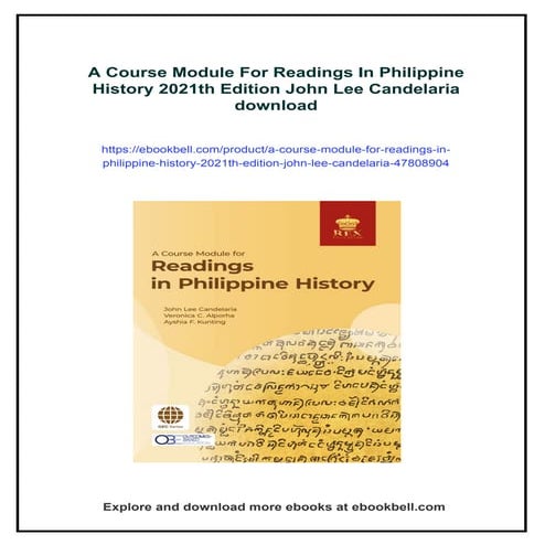 A Course Module For Readings In Philippine History 2021th Edition John ...