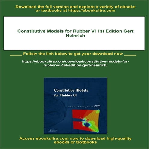 Constitutive Models for Rubber VI 1st Edition Gert Heinrich | PDF
