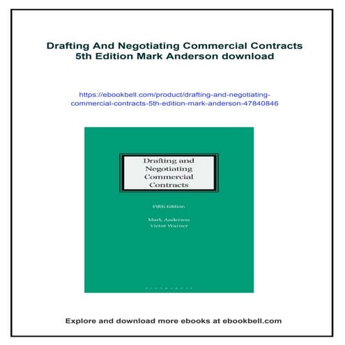 Drafting And Negotiating Commercial Contracts 5th Edition Mark Anderson ...