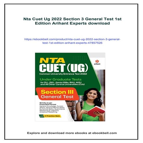 Nta Cuet Ug 2022 Section 3 General Test 1st Edition Arihant Experts | PDF