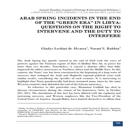ARAB SPRING INCIDENTS IN THE END OF THE “GREEN ERA” IN LIBYA: QUESTIONS ...