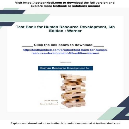 Test Bank for Human Resource Development, 6th Edition : Werner | PDF