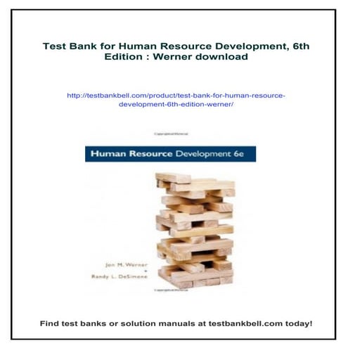 Test Bank for Human Resource Development, 6th Edition : Werner | PDF