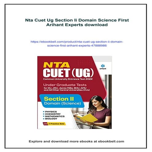 Nta Cuet Ug Section Ii Domain Science First Arihant Experts | PDF