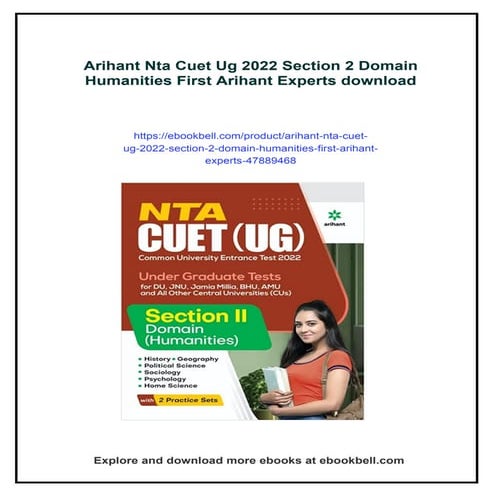 Arihant Nta Cuet Ug 2022 Section 2 Domain Humanities First Arihant ...