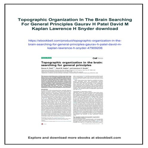 Topographic Organization In The Brain Searching For General Principles ...
