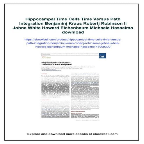 Hippocampal Time Cells Time Versus Path Integration Benjaminj Kraus ...