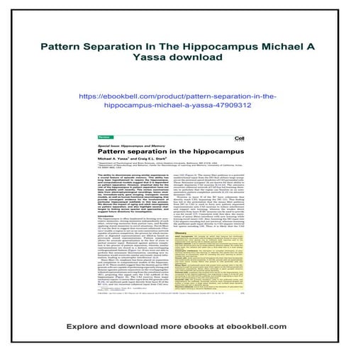 Pattern Separation In The Hippocampus Michael A Yassa | PDF