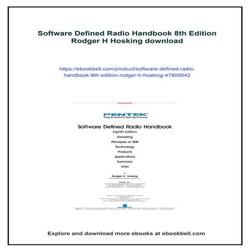 Software Defined Radio Handbook 8th Edition Rodger H Hosking | PDF